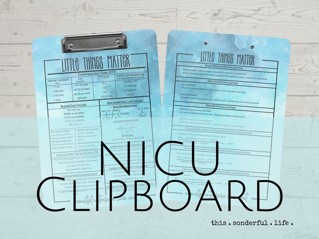 Neonatal Intensive Care Unit Clipboard NICU RN Resources Nurse Report ...