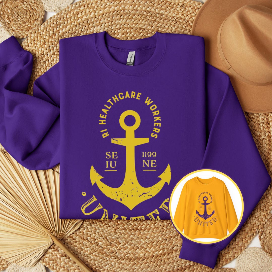 1199SEIU RI Healthcare Union Anchor Purple Gold Pullover Crewneck ...