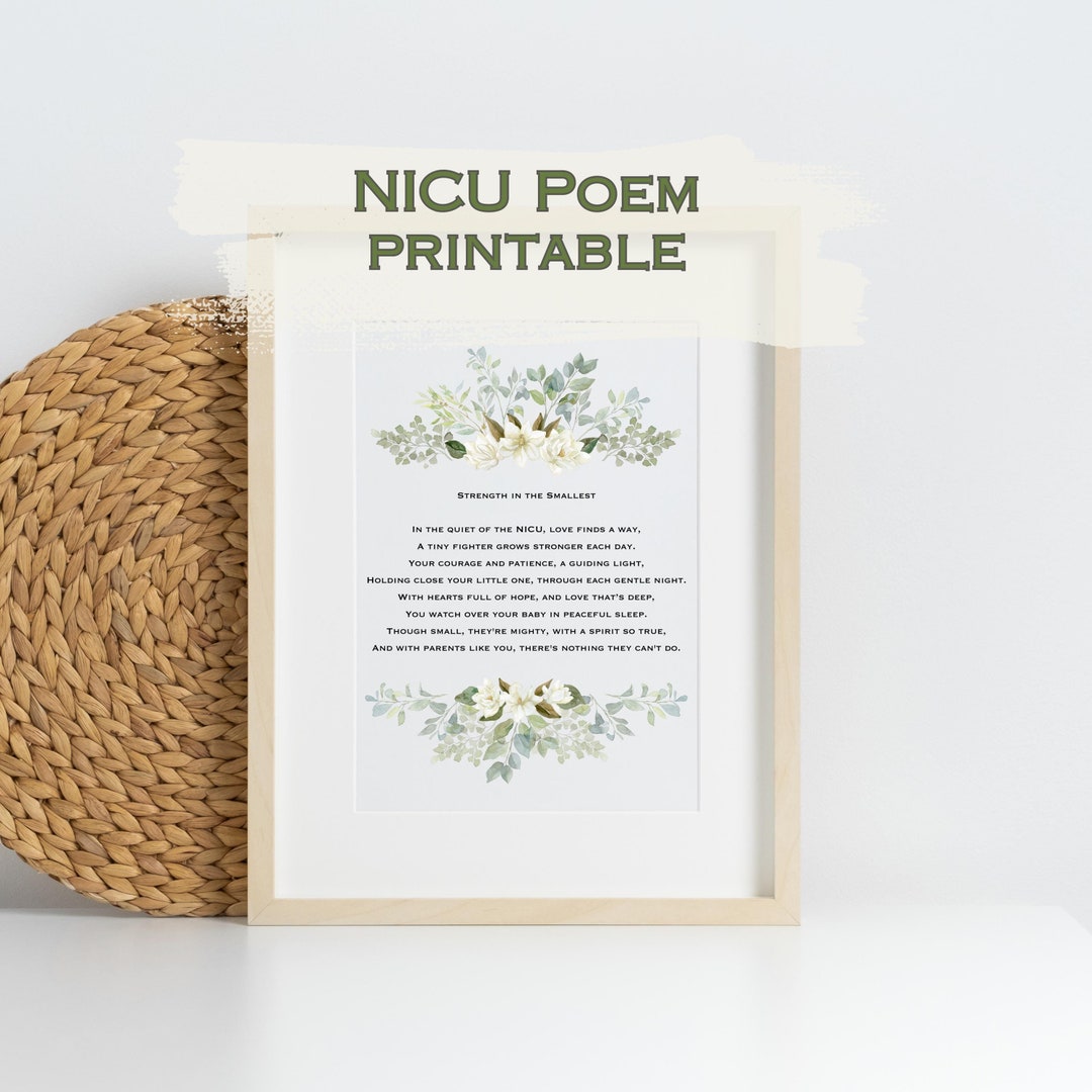 NICU Mom Family Neonatal Intensive Care Unit Printable Poem Preemie ...