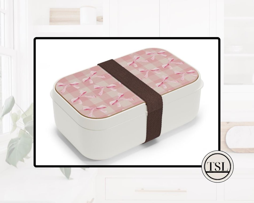 Coquette Pink Ribbon Bows Bento Lunch Box Set With Cutlery Coquette ...