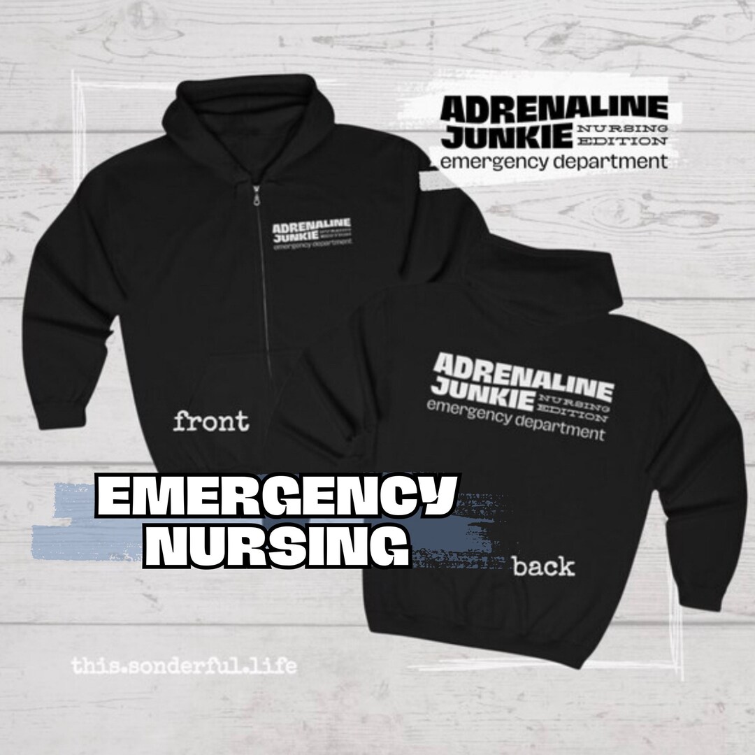 Emergency Department ED Emergency Room ER Zip up Hoodie Nurse Gift ...