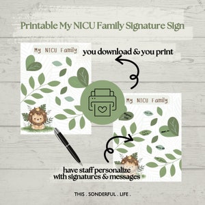 Printable Jungle My NICU Family Certificate Sign Neonatal Intensive ...
