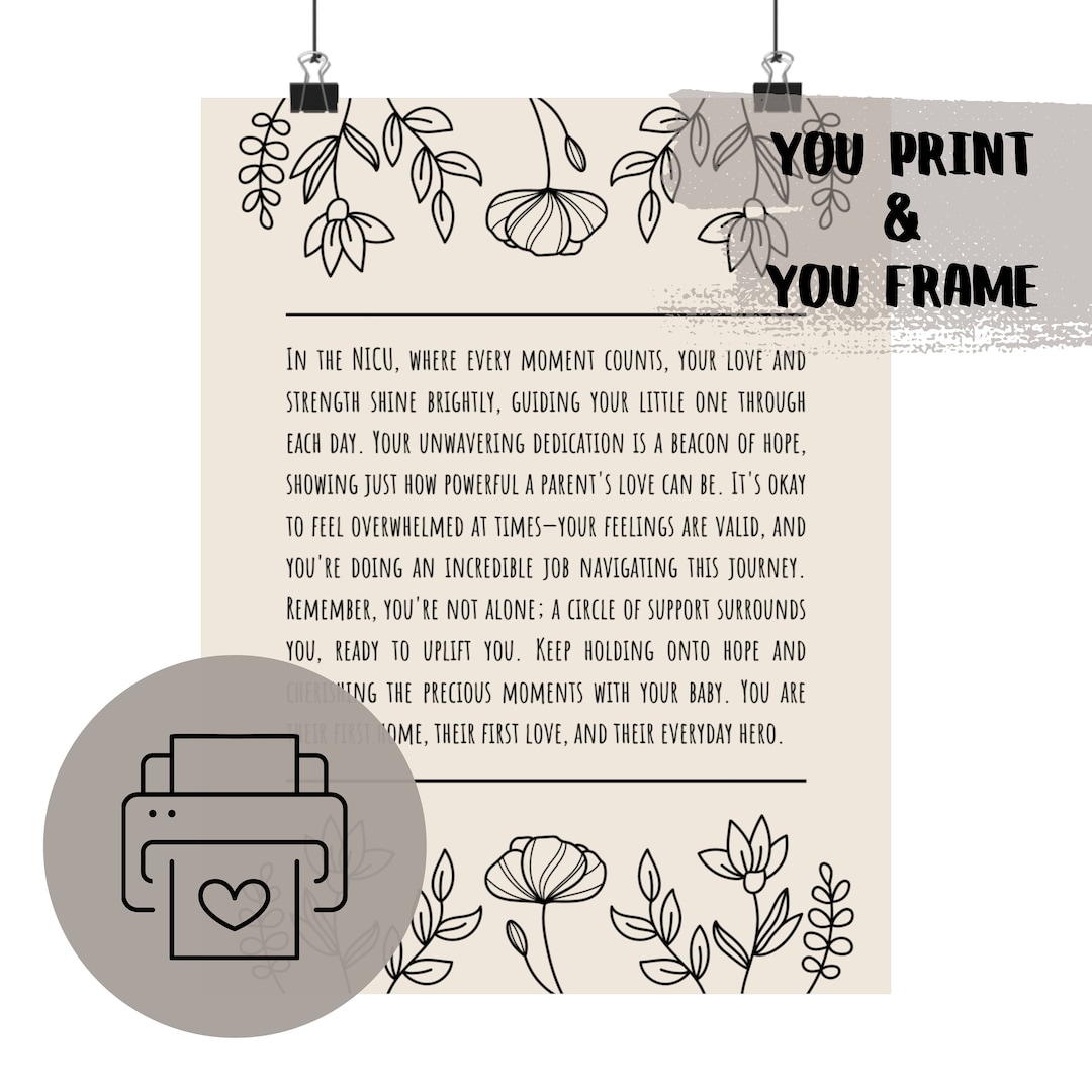 NICU Mom Printable Encouragement Art Neonatal Intensive Care Unit ...