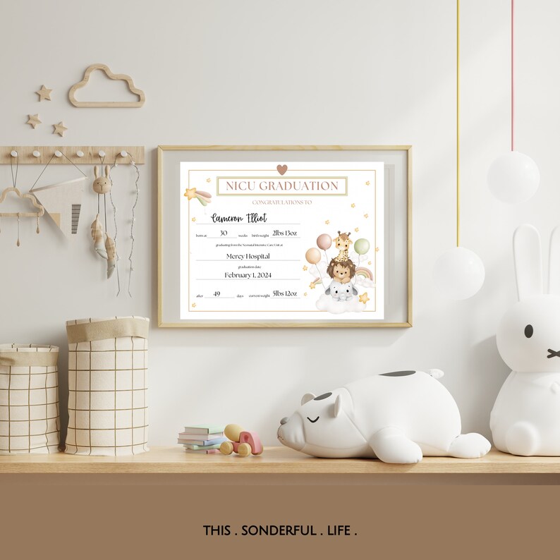 Personalized NICU Graduation Certificate Jungle Sign Neonatal Intensive ...