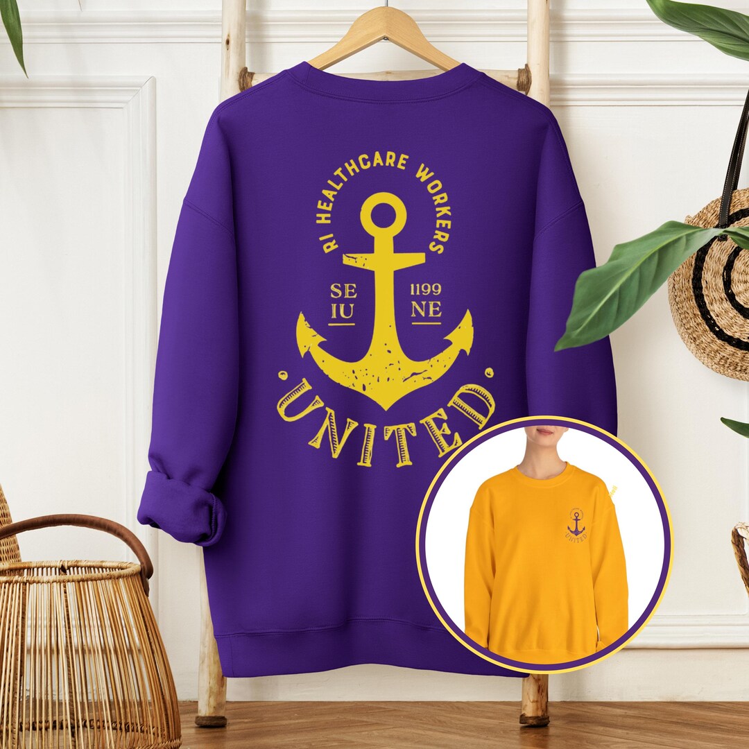 1199SEIU RI Anchor Pro Healthcare Union Team Purple Pullover Crewneck ...