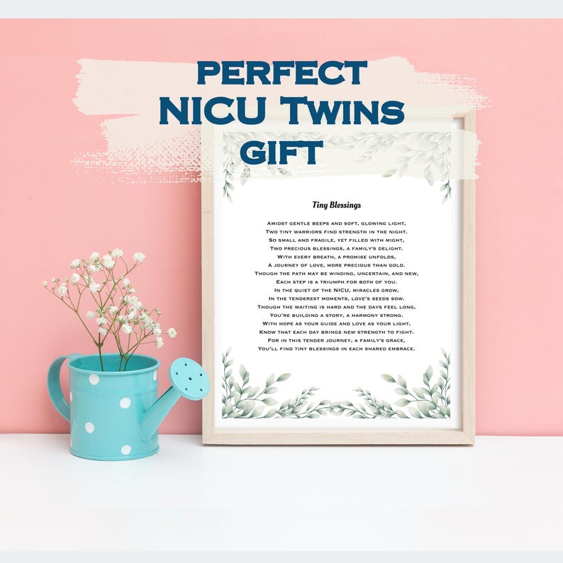 NICU Twins Neonatal Intensive Care Unit Printable Poem Preemie Twin ...