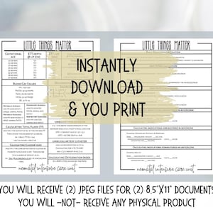 NICU Neonatal Intensive Care Unit Nurse RN Resources Printable Quick ...