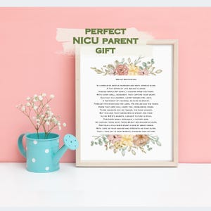 NICU Mom Family Neonatal Intensive Care Unit Printable Poem Preemie ...