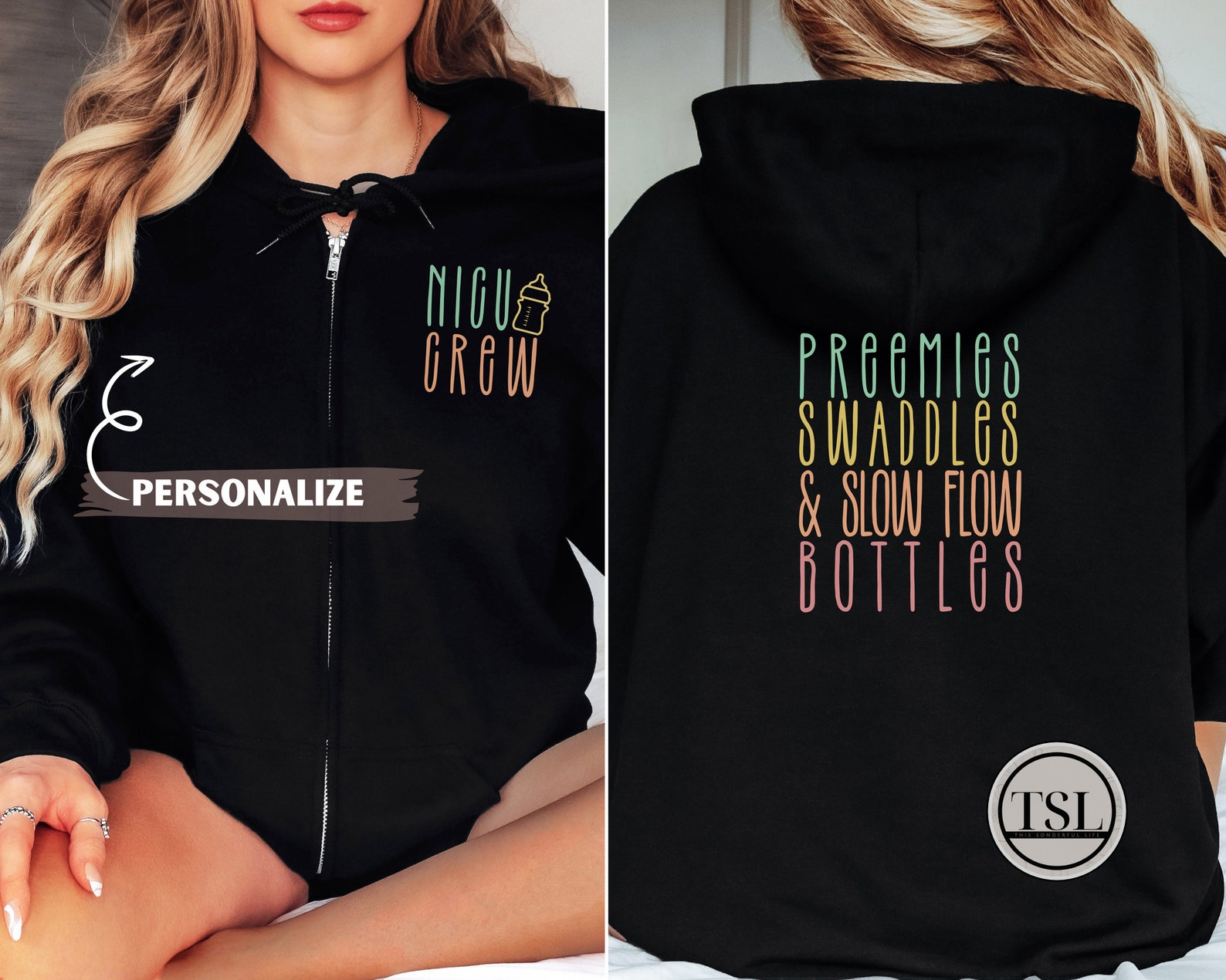 NICU Zip up Hoodie Neonatal Intensive Care Unit Nurse RN Gift ...
