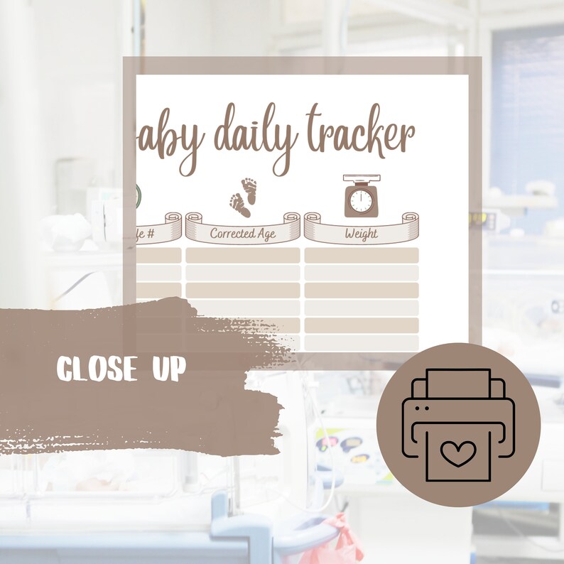 NICU Daily Tracker Printable Neonatal Intensive Care Unit Weight Date ...