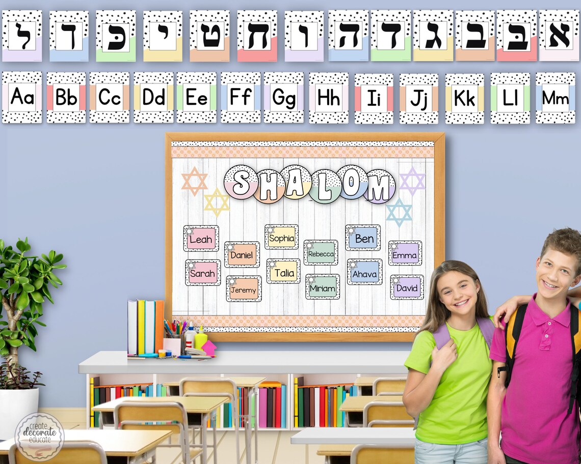Hebrew Alphabet Posters | Jewish Classroom Decor | Judaica Wall Art ...