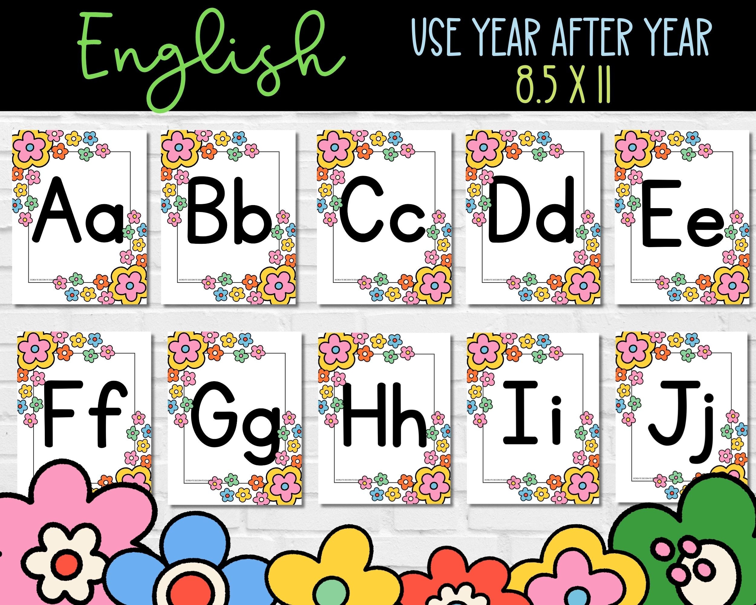 Alphabet in Hebrew Hebrew Alphabet Posters Jewish Classroom Decor ...