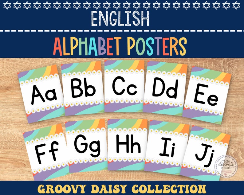 Jewish Classroom Decor | Judaica Wall Art | Alef Bet | Hebrew Alphabet ...