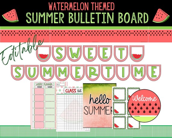Summer Bulletin Board Bundle Watermelon Themed Bulletin - Etsy