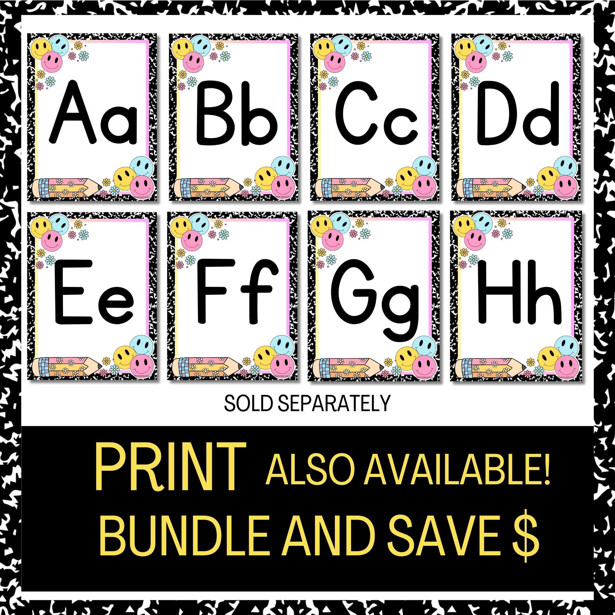 Printable Alphabet Letters in Cursive | A-Z | Composition Notebook ...