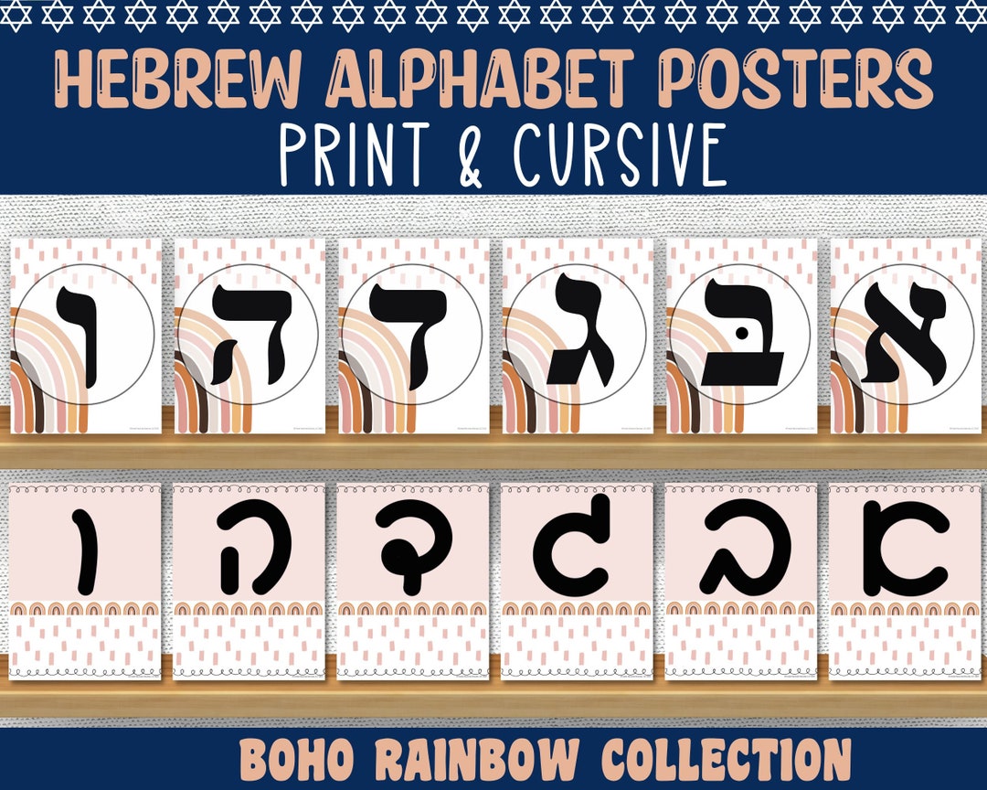 Hebrew Alphabet for Classroom Aleph Bet Posters Jewish Classroom Decor Jewish Preschool Hebrew ...