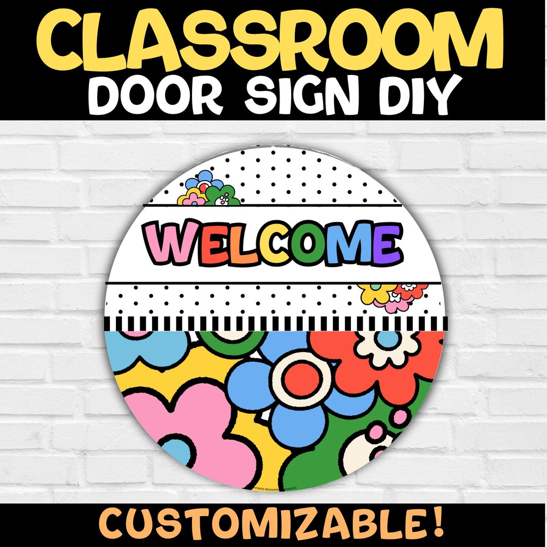 Retro Classroom Decor | Printable Name Signs for Teachers | Flower ...