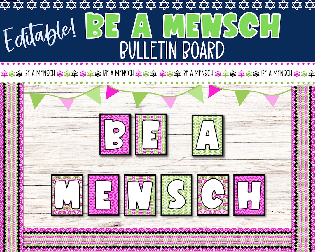 Jewish Classroom Bulletin Board | Mensch | Jewish Value | Hebrew School ...