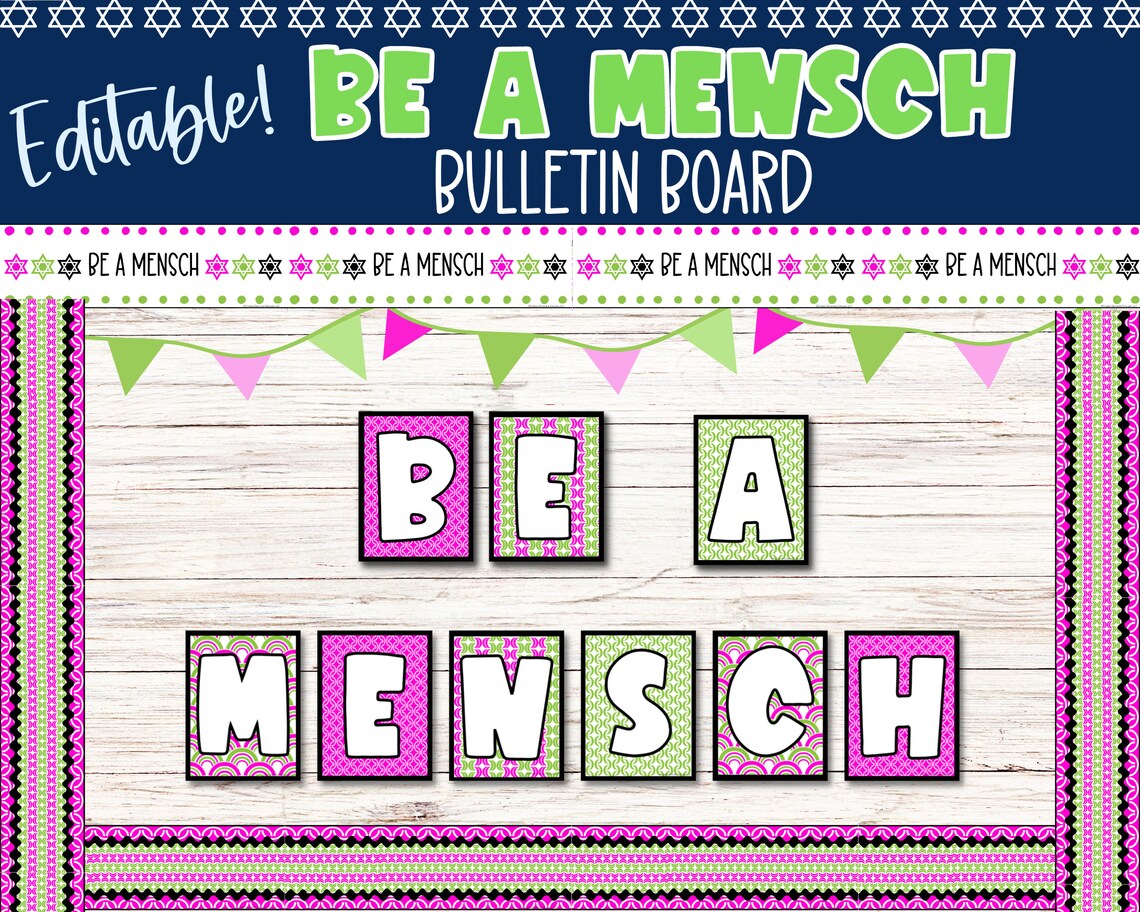 Jewish Classroom Bulletin Board | Mensch | Jewish Value | Hebrew School ...