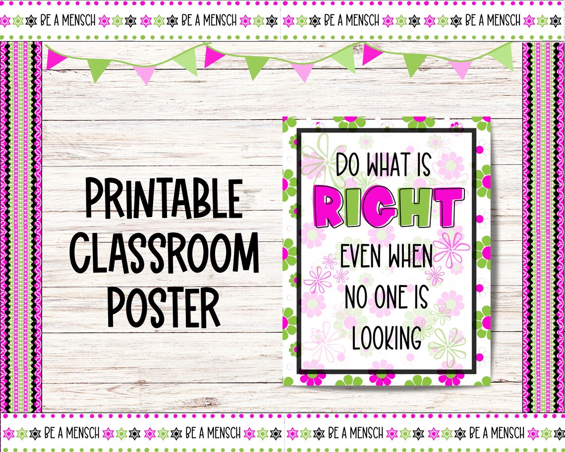 Jewish Classroom Bulletin Board | Mensch | Jewish Value | Hebrew School ...