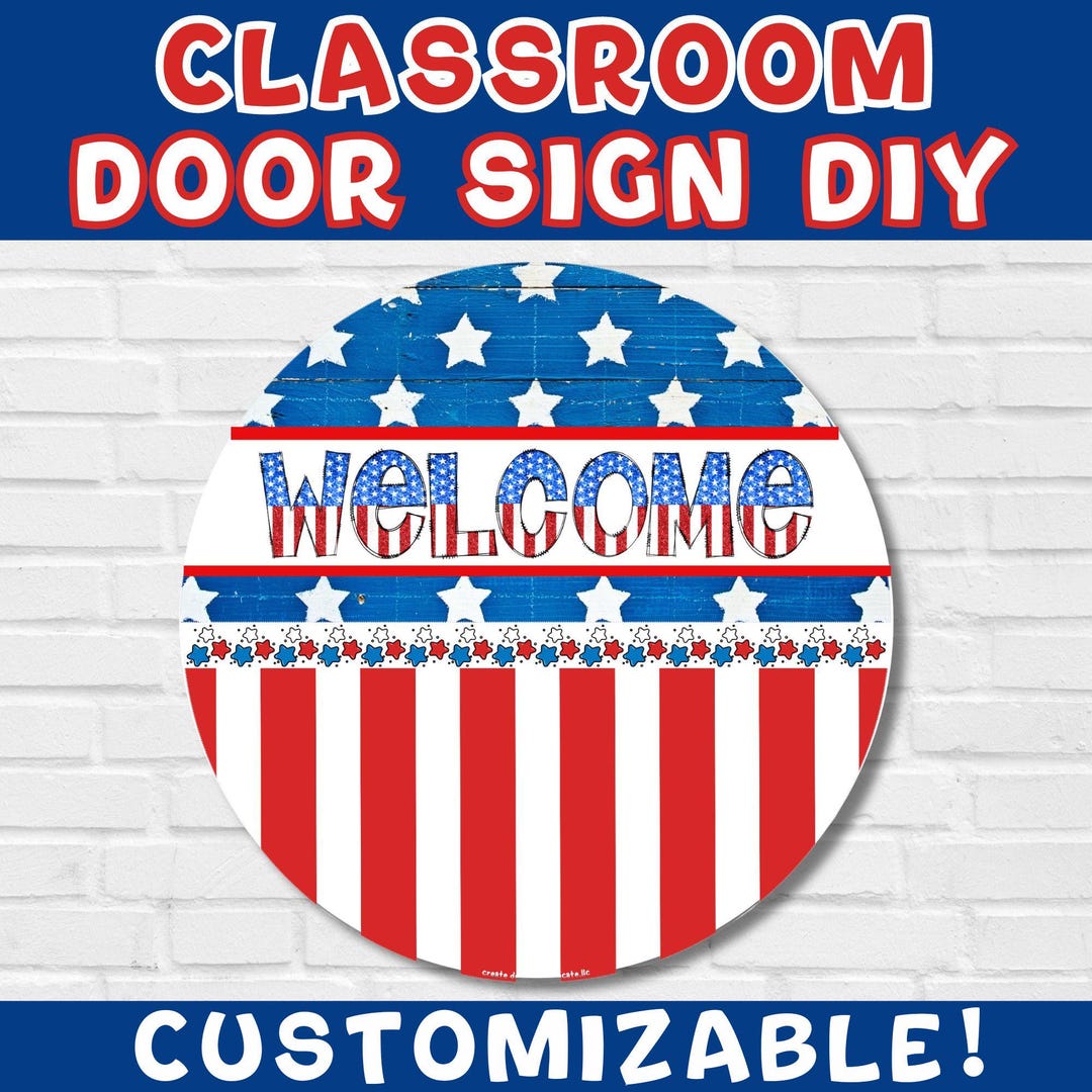 Patriotic Classroom Decor | Name Sign for Teachers-red White Blue ...