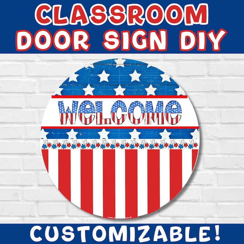 Patriotic Classroom Decor Name Sign for Teachers-red White Blue Welcome ...