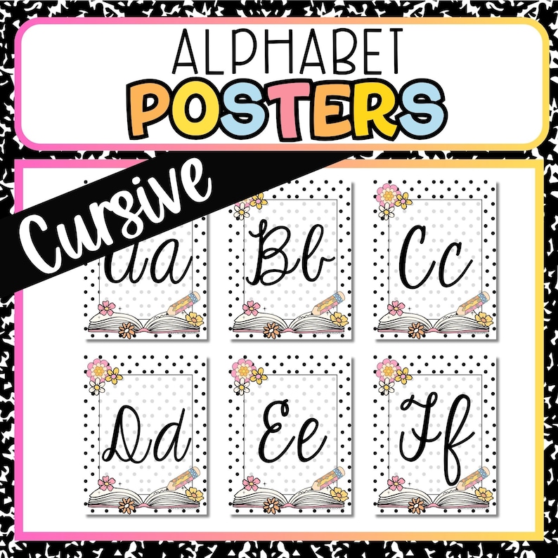 Printable Alphabet Letters in Cursive | A-Z | Composition Notebook ...