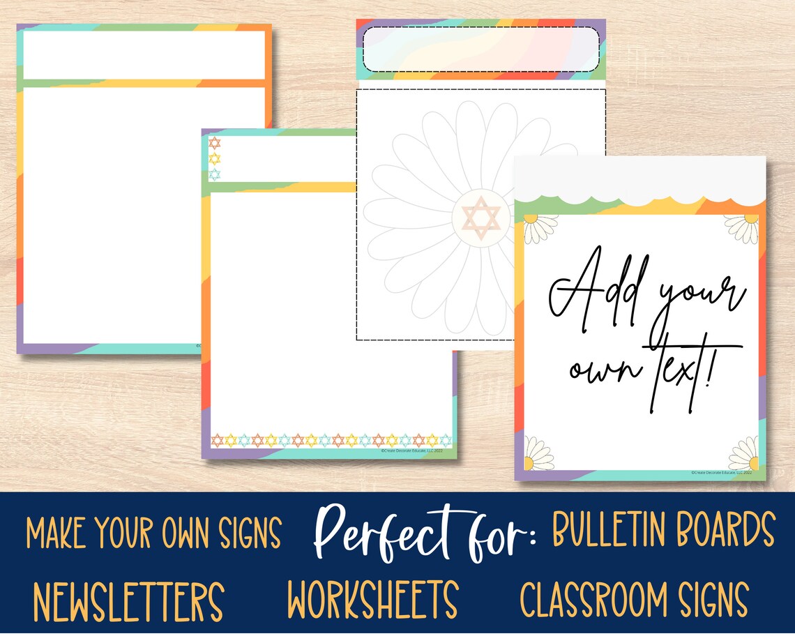 Jewish Classroom Editable Templates | Printable | Hebrew School Teacher ...
