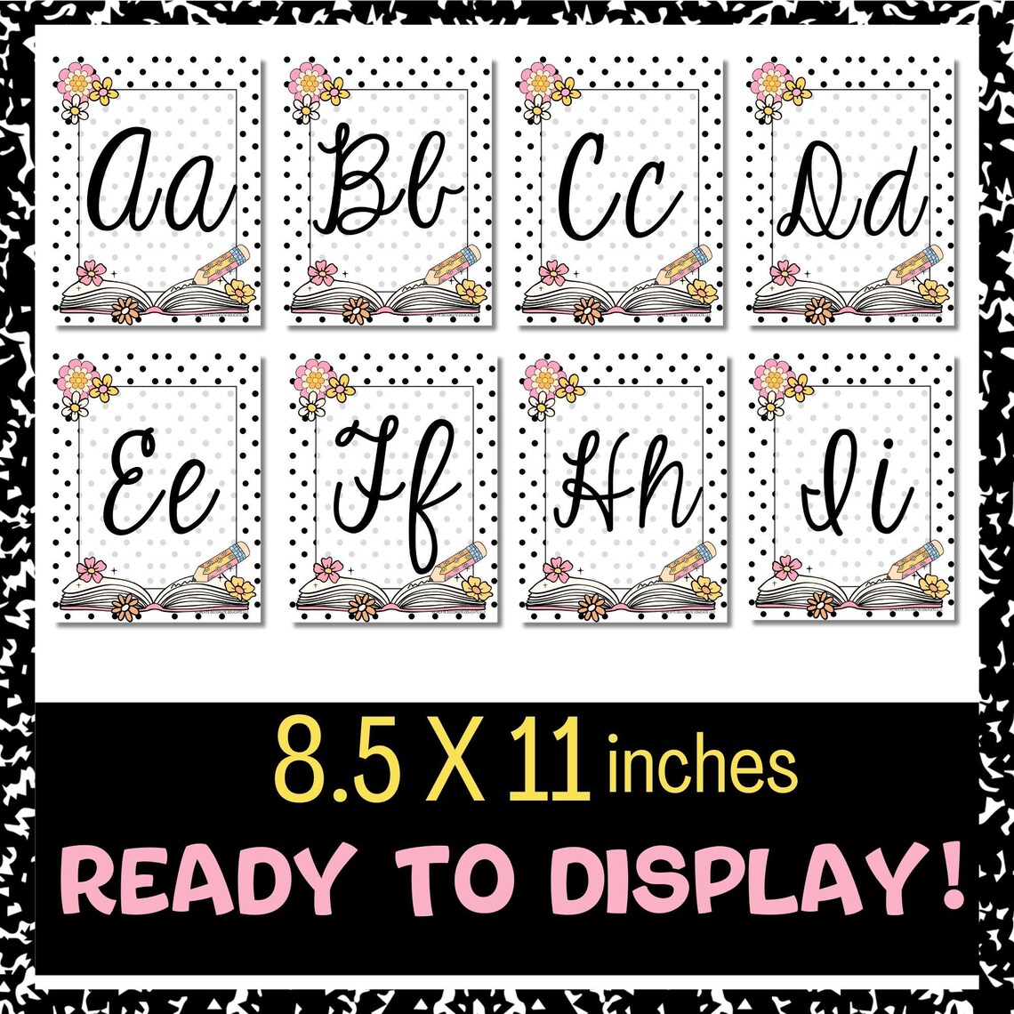 Printable Alphabet Letters in Cursive | A-Z | Composition Notebook ...