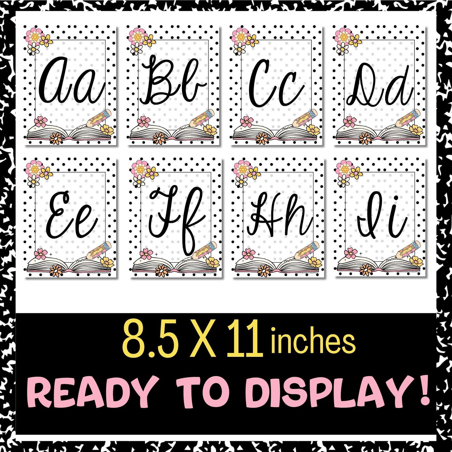 Printable Alphabet Letters in Cursive | A-Z | Composition Notebook ...