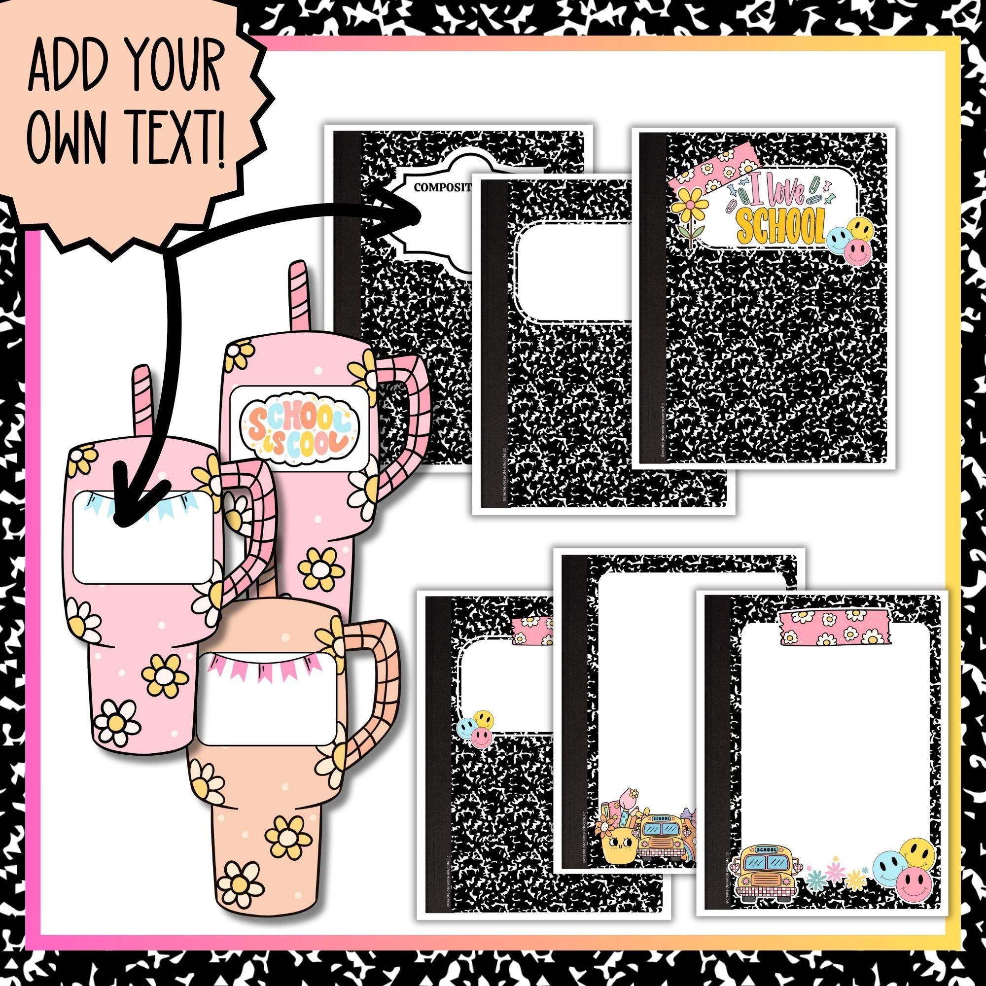 Editable Composition Notebook Classroom Decor | Printable Back to ...