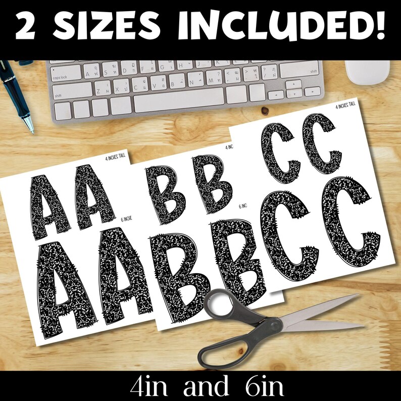Composition Notebook Printable Bulletin Board Doodle Bubble Letters ...