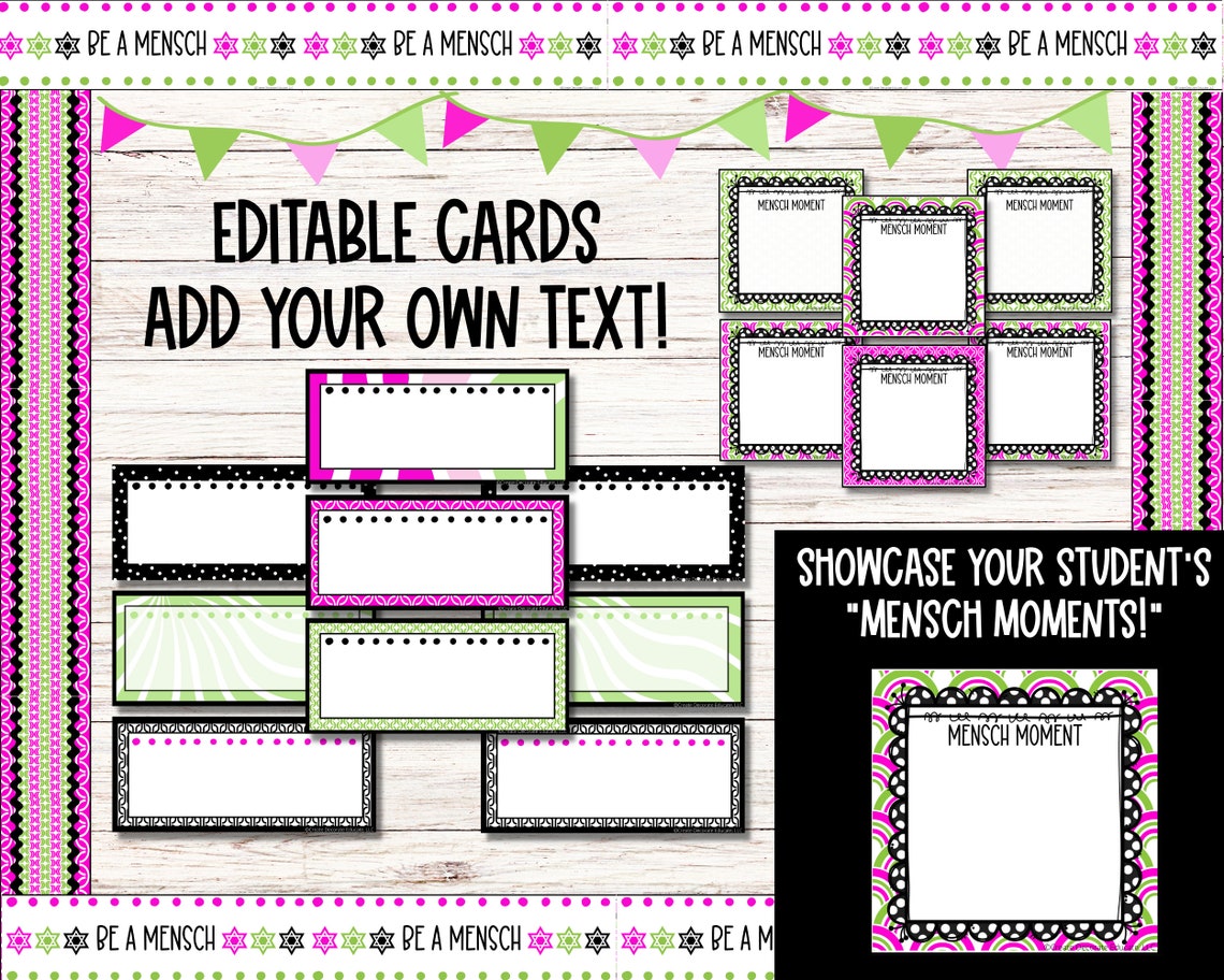 Jewish Classroom Bulletin Board | Mensch | Jewish Value | Hebrew School ...