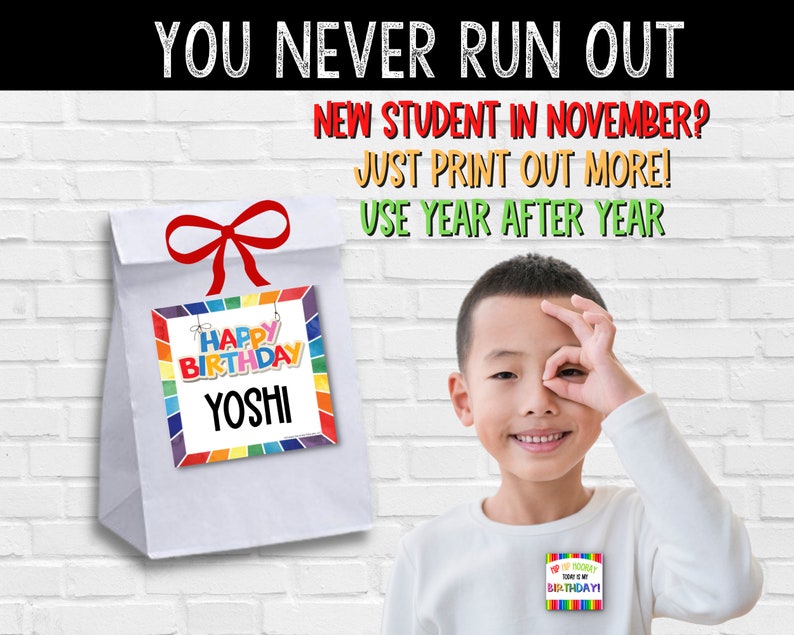 Classroom Birthday | Student Birthday Gifts | Printable | Goody Bags ...