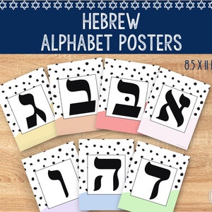 Hebrew Alphabet Posters | Jewish Classroom Decor | Judaica Wall Art ...