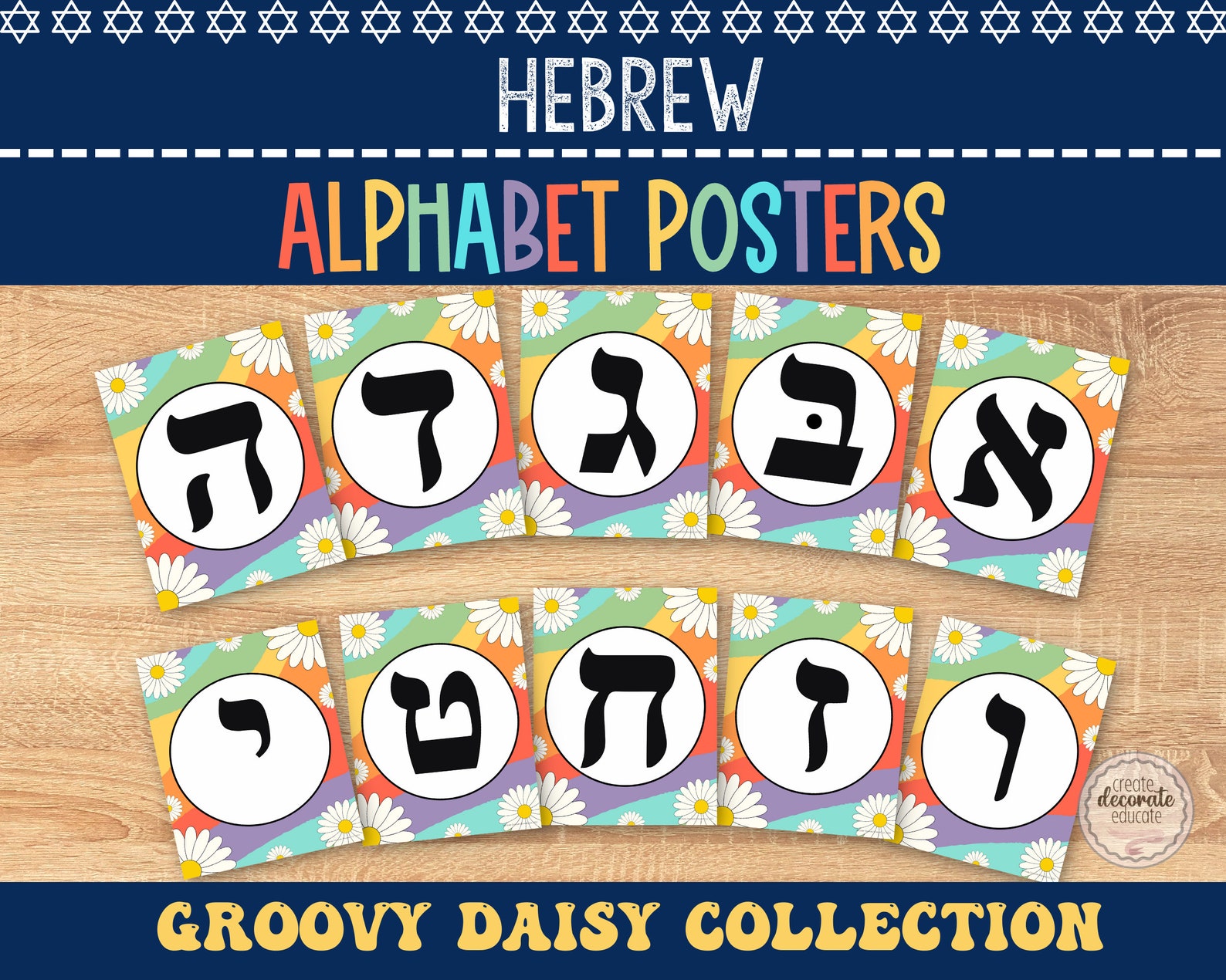 Jewish Classroom Decor | Judaica Wall Art | Alef Bet | Hebrew Alphabet ...