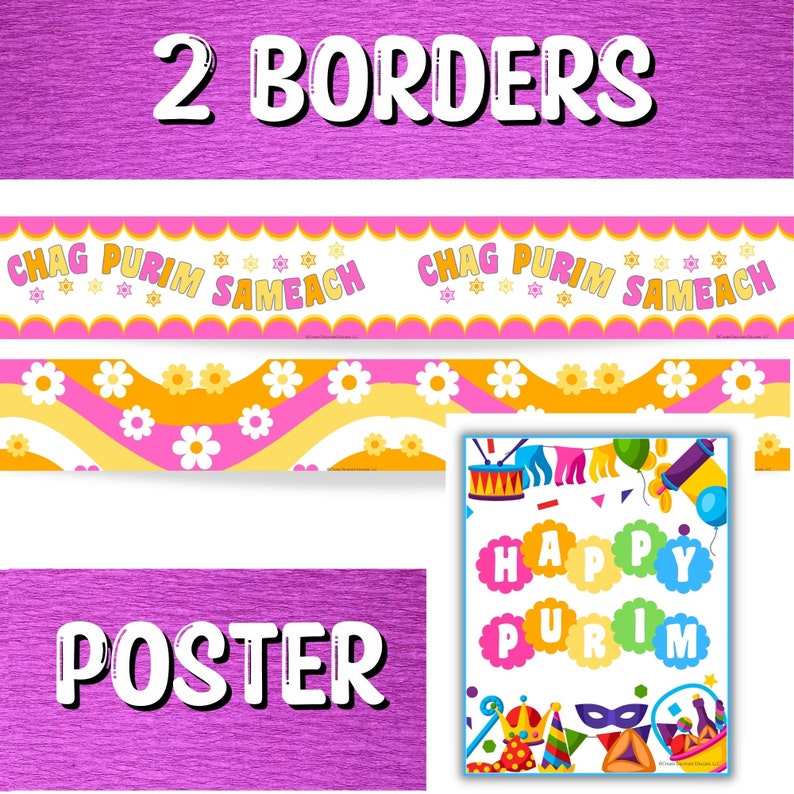 Jewish Holidays | Bulletin Board for Purim | Printable Jewish Classroom ...