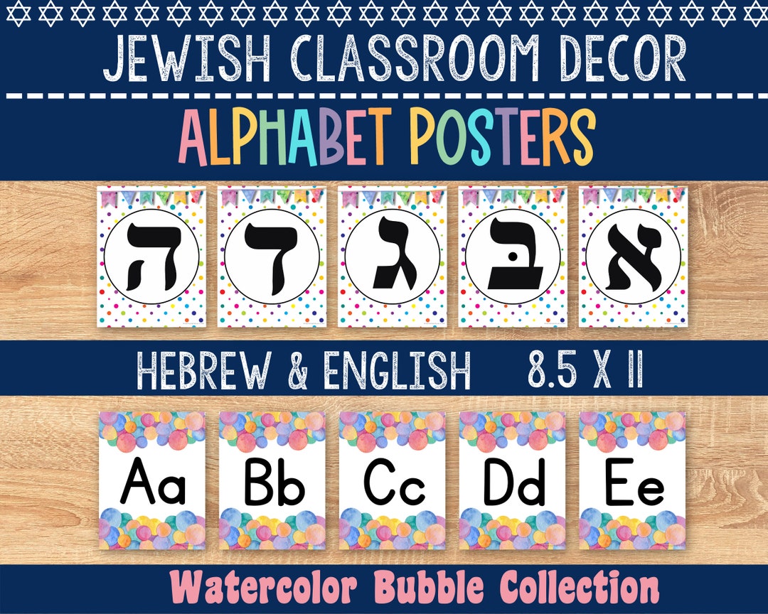 Hebrew Alphabet Posters | Jewish Classroom Decor | Aleph Bet ...