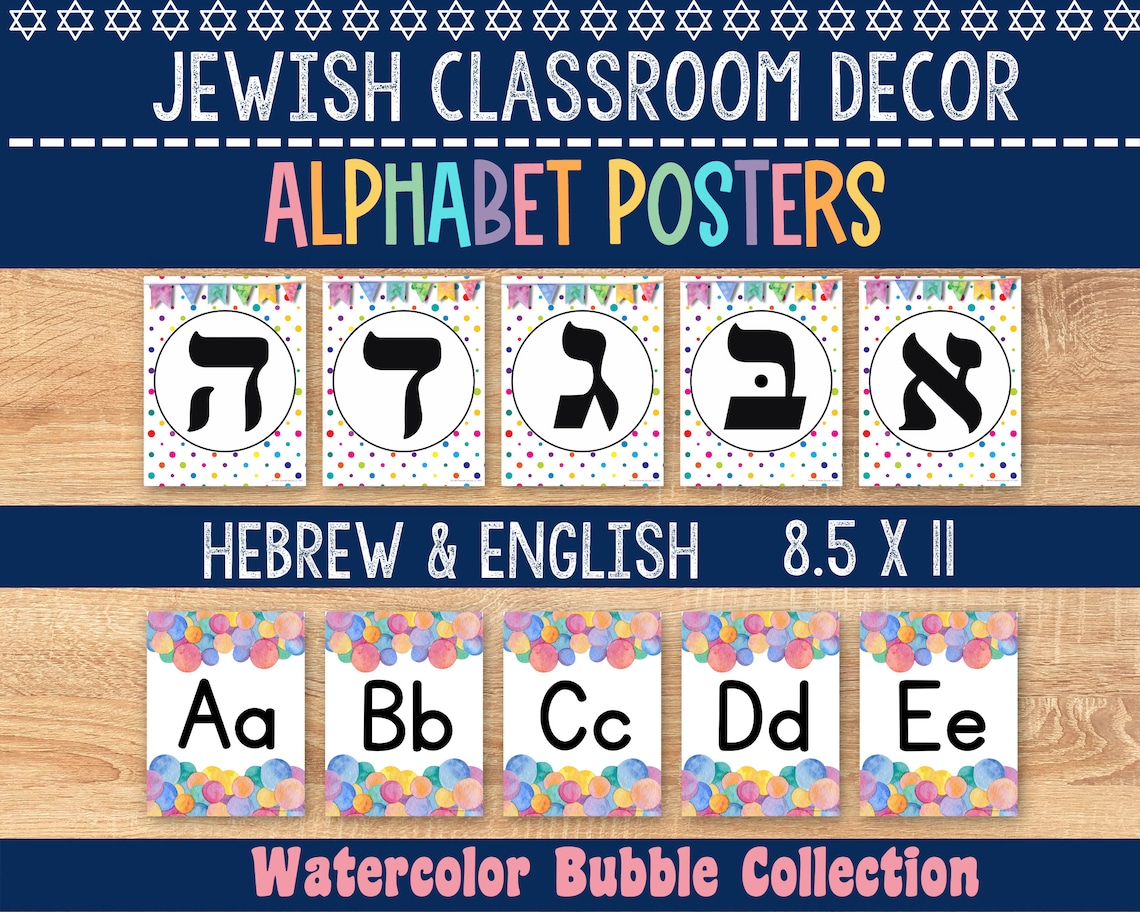 Hebrew Alphabet Posters | Jewish Classroom Decor | Aleph Bet ...