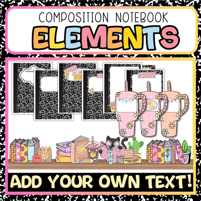 Editable Composition Notebook Classroom Decor | Printable Back to ...