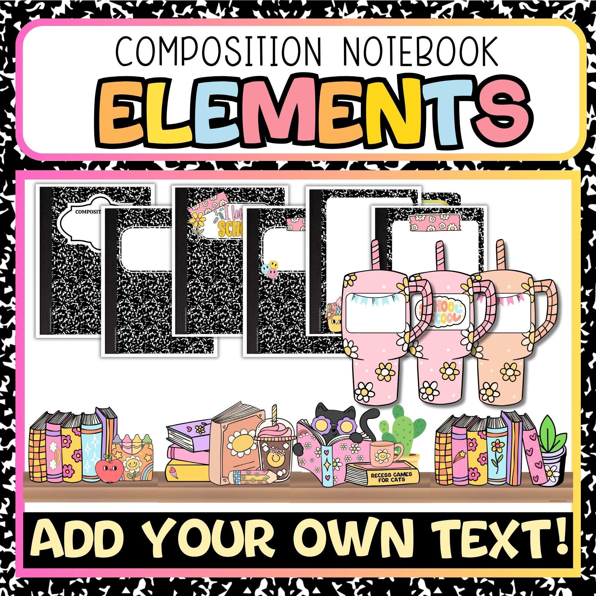 Editable Composition Notebook Classroom Decor | Printable Back to ...
