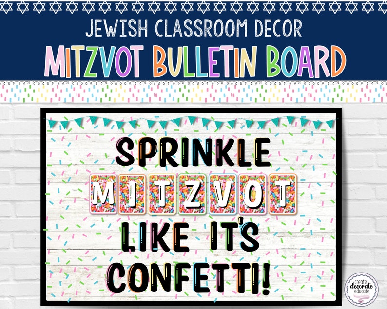 Mitzvah Mitzvot Bulletin Board | Jewish Classroom Decor | Hebrew School ...