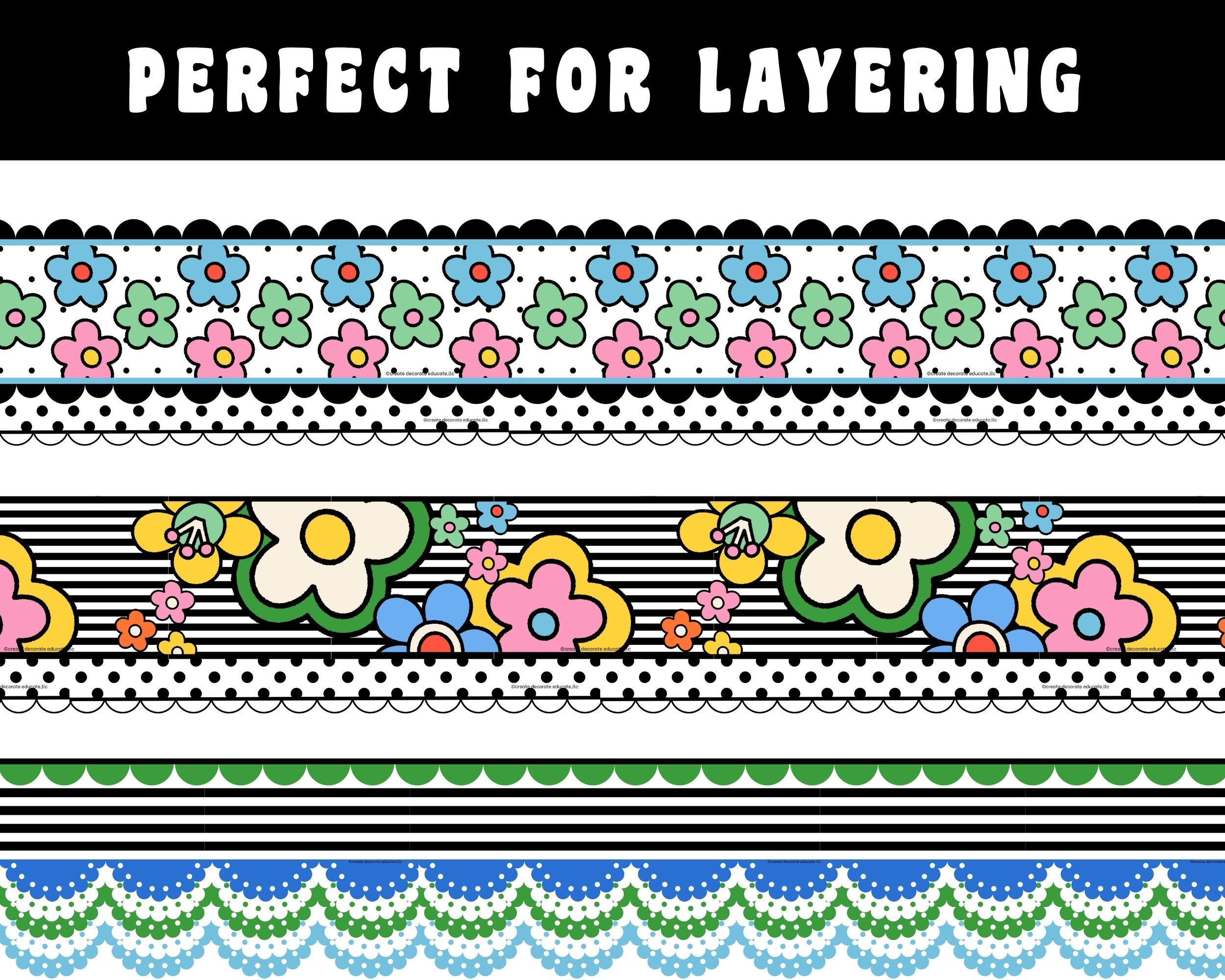 Bulletin Board Borders Printable Classroom Decor Back to School Retro ...