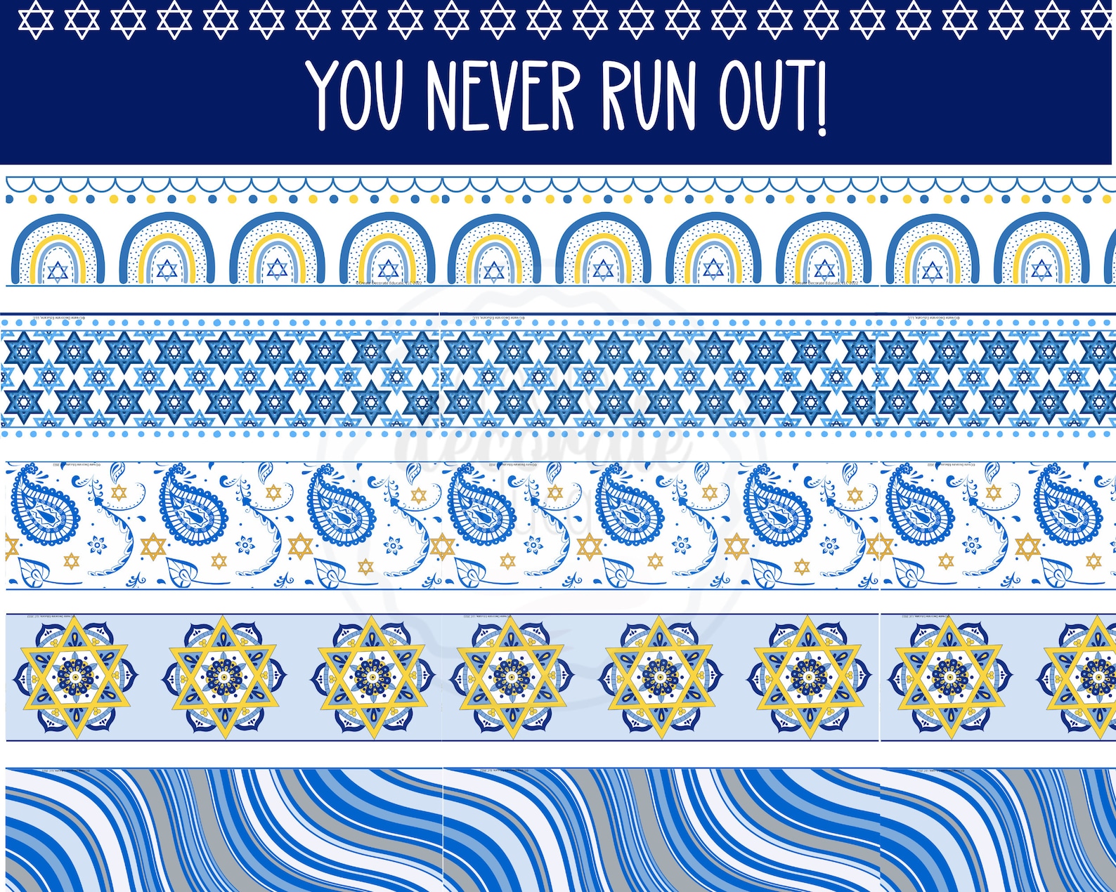 Jewish Classroom Bulletin Board Borders | Star of David | Hebrew School ...