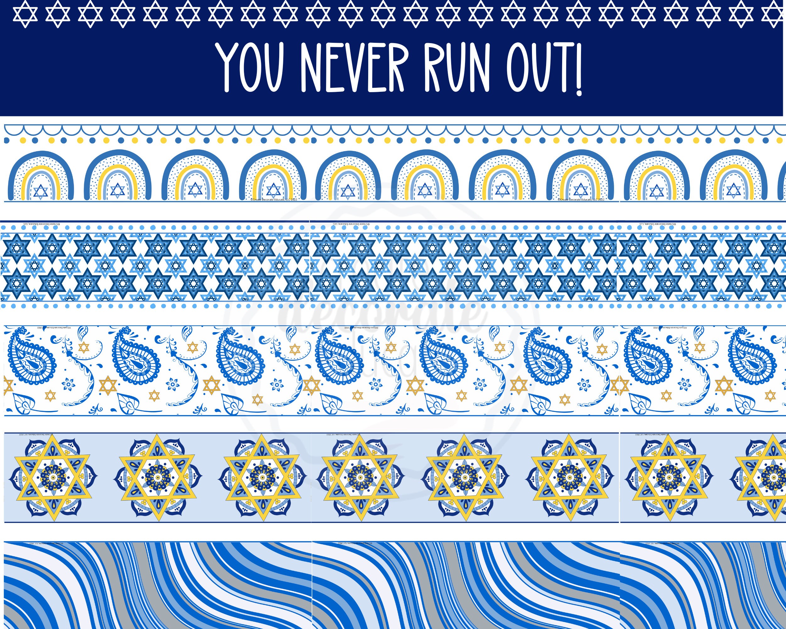 Jewish Classroom Bulletin Board Borders | Star of David | Hebrew School ...