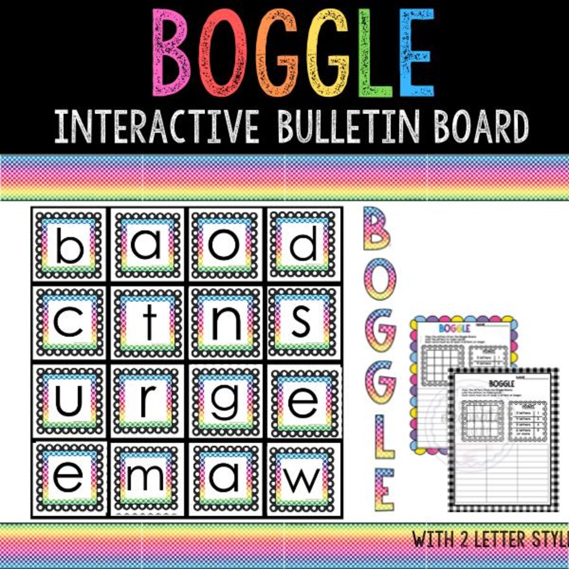 Interactive Bulletin Board | Printable Boggle | Boggle for Students ...
