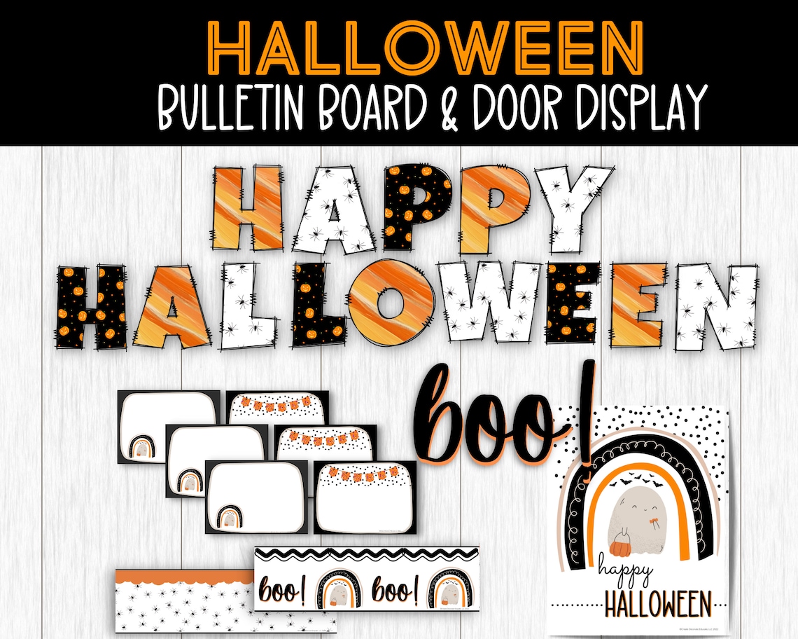 Halloween Bulletin Board Set | October Door Display | Fall Classroom ...