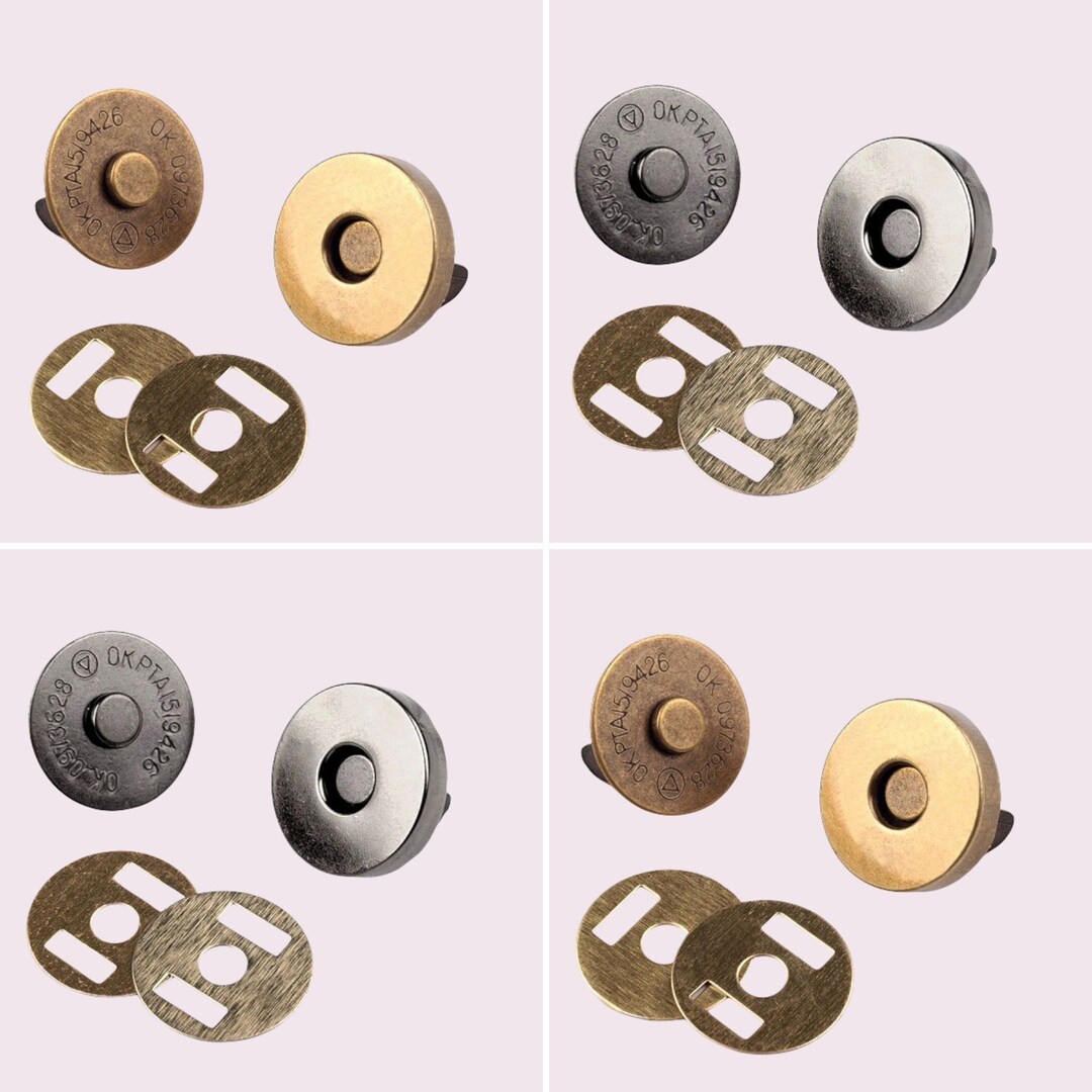 4 Magnetic Closures Ø18 Mm - Brass or Gun - Magnetic Button Snap Fastener (4 Pieces) - Etsy
