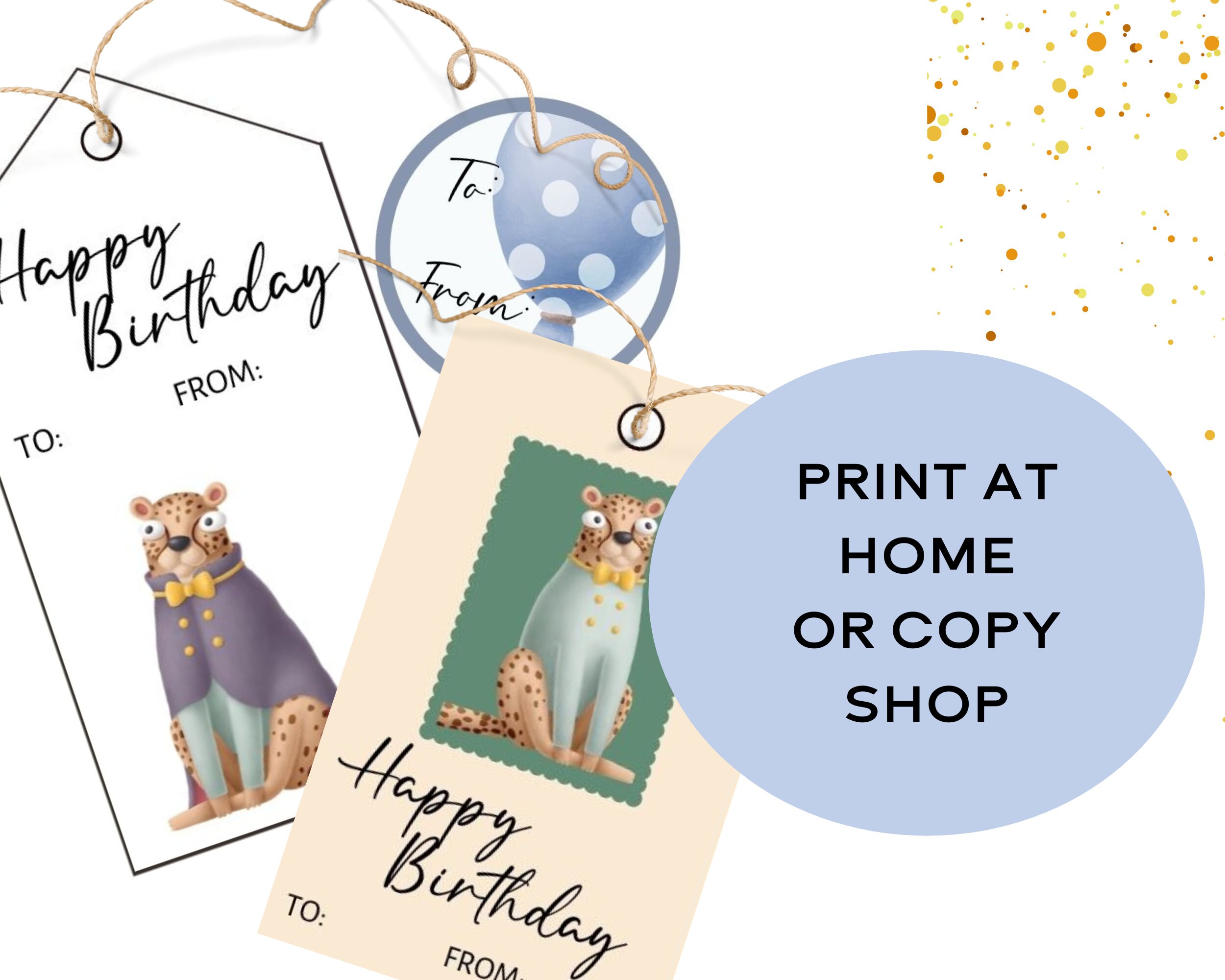 Cute Fun Leopard Theme Birthday Party Gift Tags for Animal Themed ...
