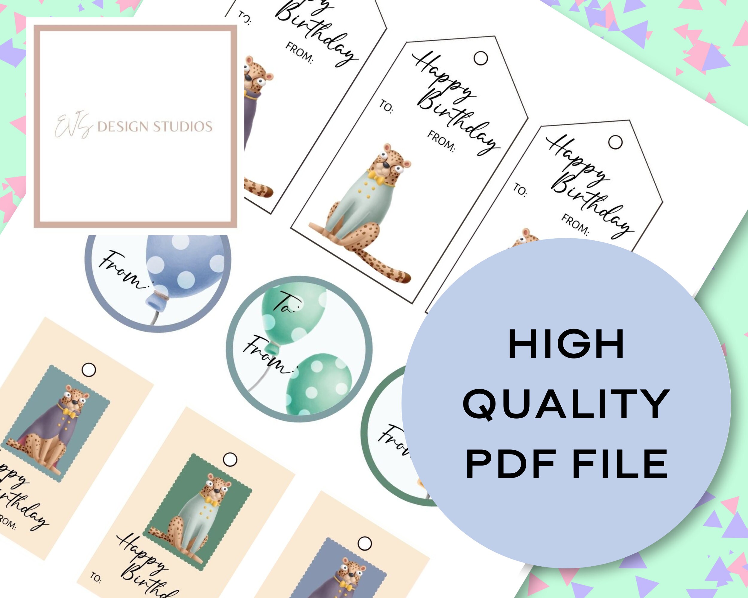 Cute Fun Leopard Theme Birthday Party Gift Tags for Animal Themed ...